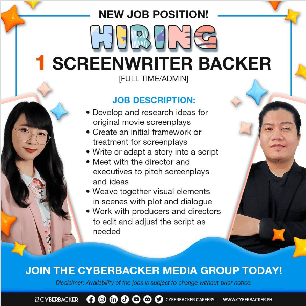 Cyberbacker Screenwriter Hiring - Cyberbacker Careers Cyberbacker Screenwriter Hiring - Cyberbacker Careers